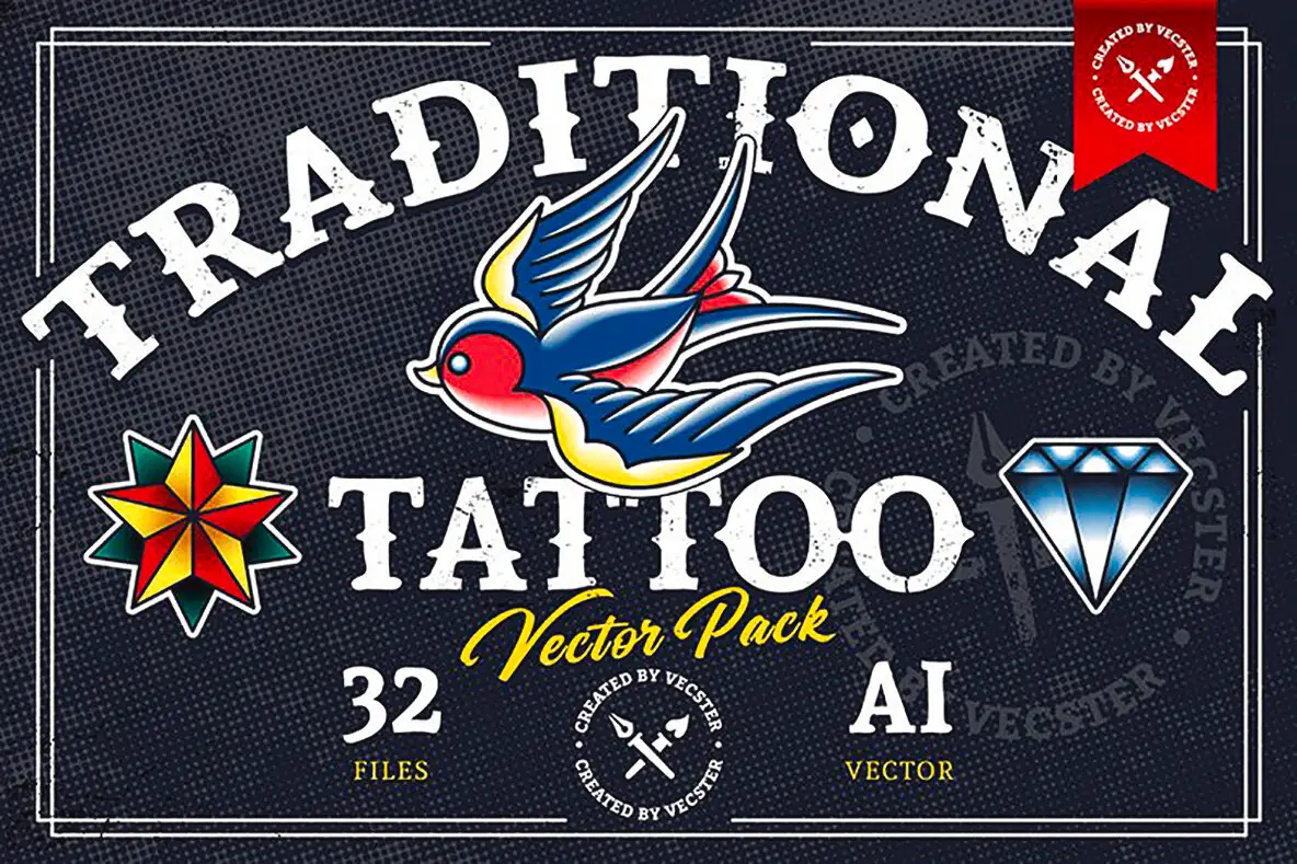 Traditional Tattoo Vector Pack Graphics - YouWorkForThem
