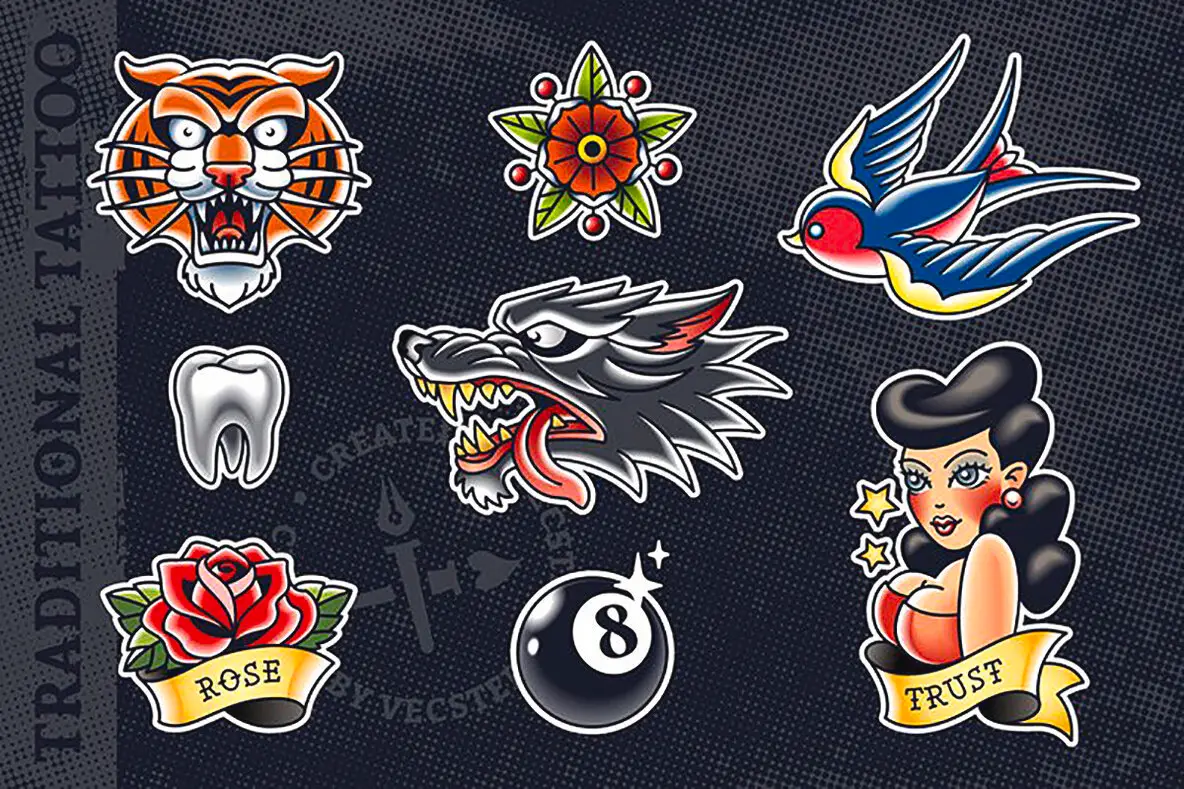 Traditional Tattoo Vector Pack Graphics - YouWorkForThem