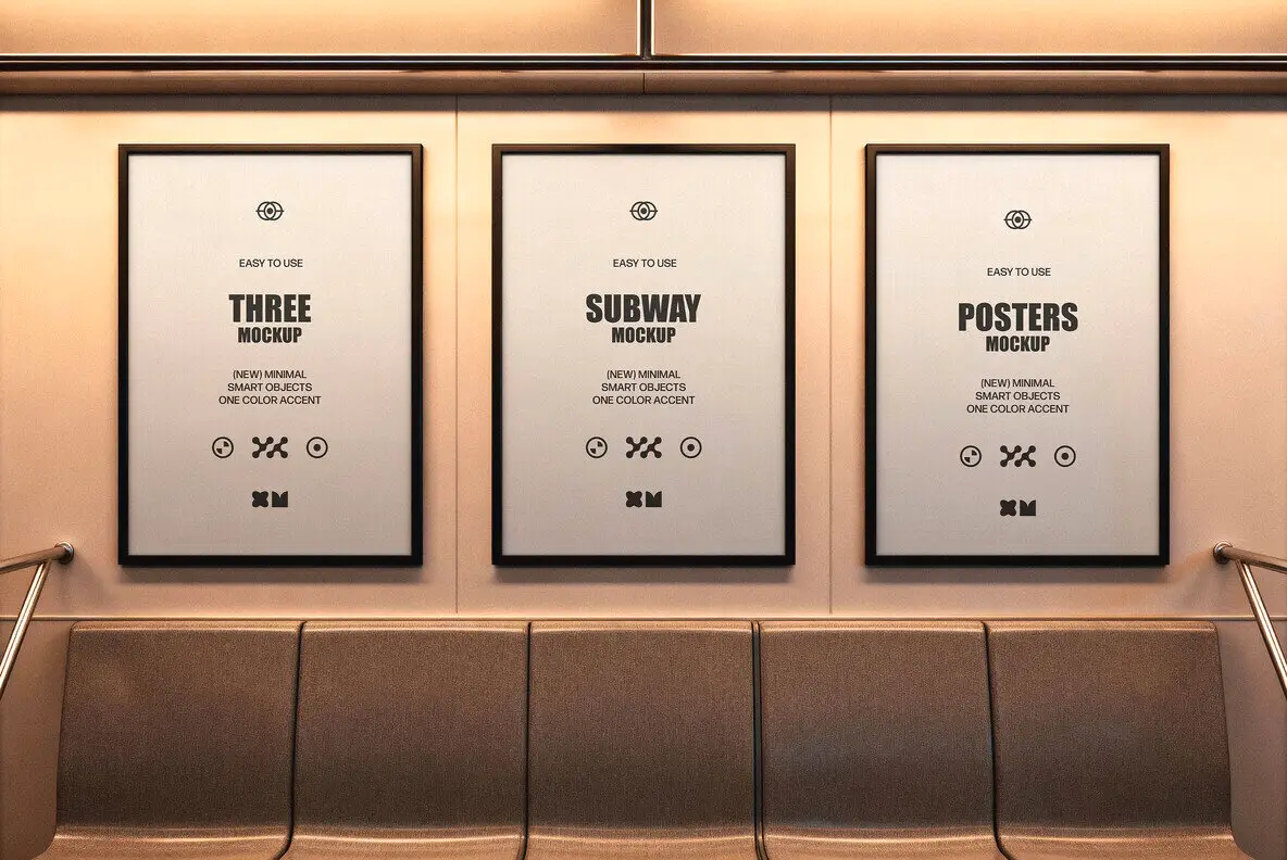 Three Subway Posters Mockup Graphics - YouWorkForThem