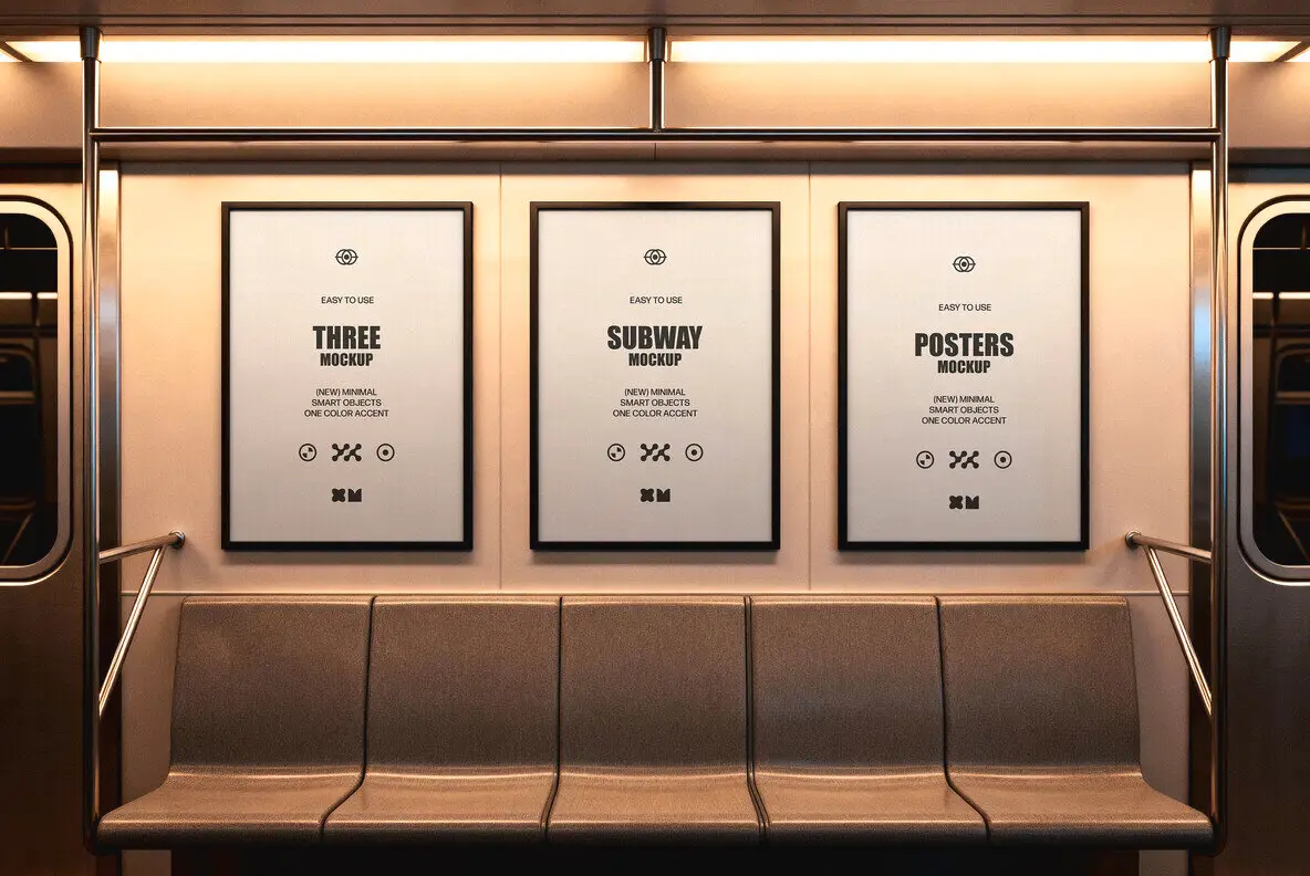 Three Subway Posters Mockup Graphics - YouWorkForThem