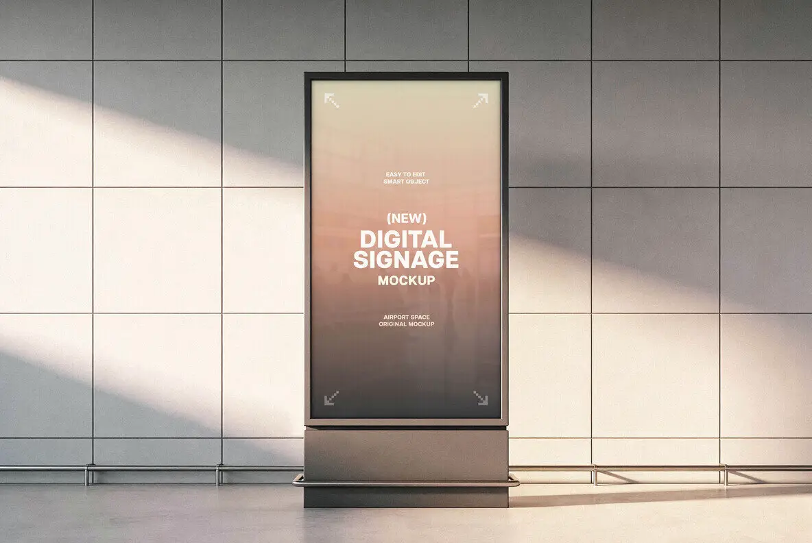 Airport Vertical Digital Signage Mockup Mockups - YouWorkForThem