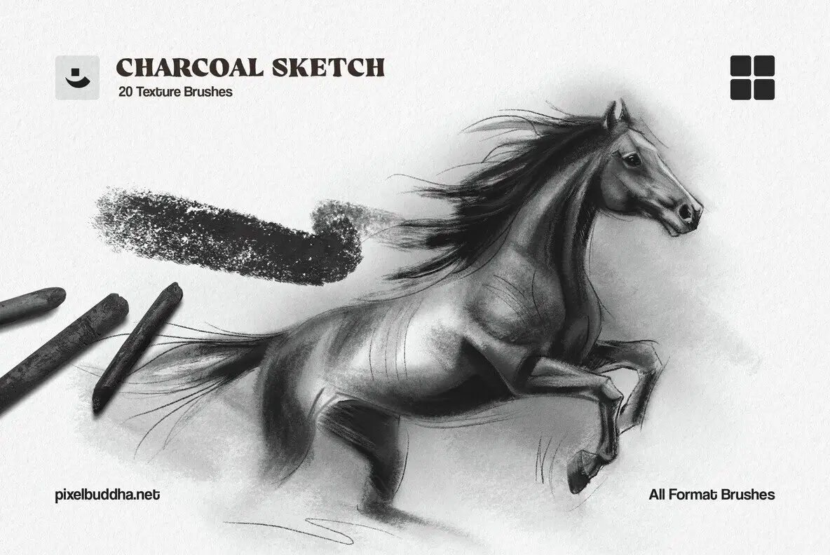 Multi-App Charcoal Sketch Brushes - YouWorkForThem