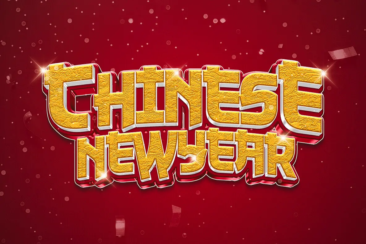 Chinese Fortune Gold Text Effect - Lunar New Year PSD Template ...