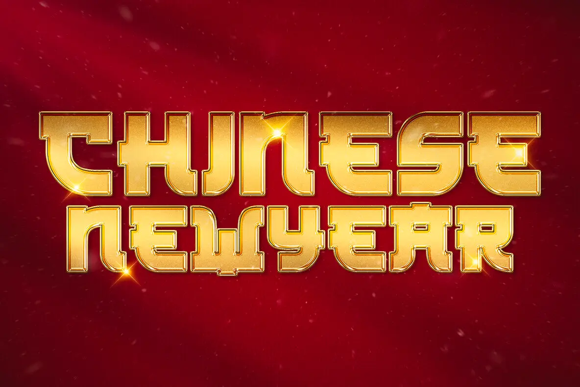 Chinese New Year Gold Block Text Effect - Festive PSD Template ...