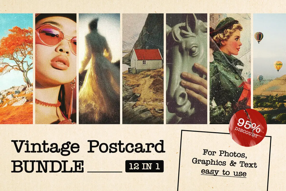 12-in-1 Vintage Postcard Effects Bundle - YouWorkForThem