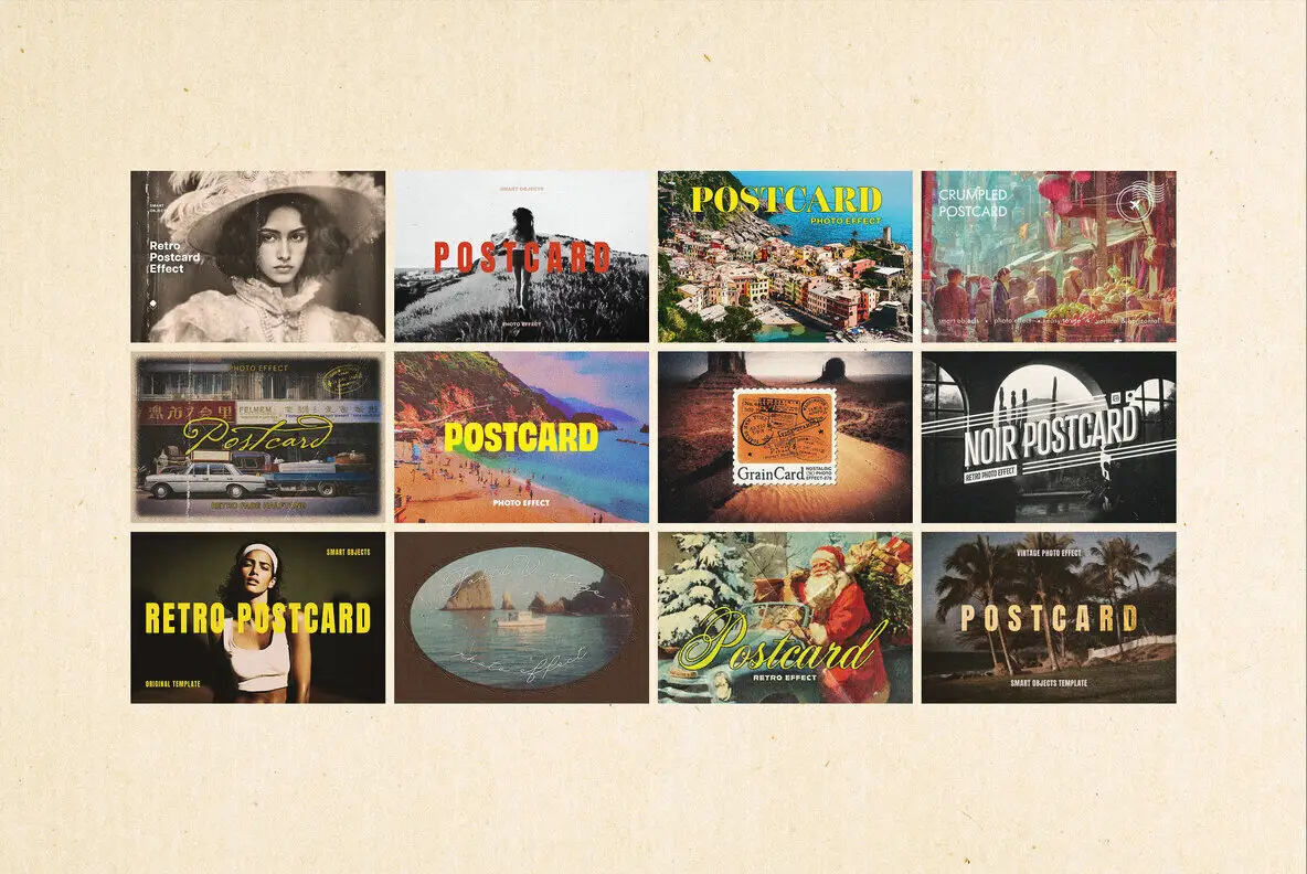 12-in-1 Vintage Postcard Effects Bundle - YouWorkForThem