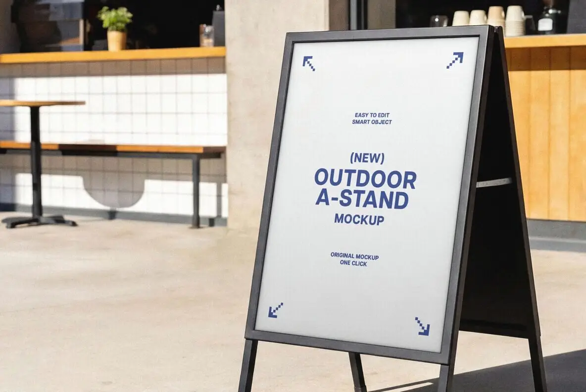 Coffee Shop A-Stand Signage Mockup Mockups - YouWorkForThem