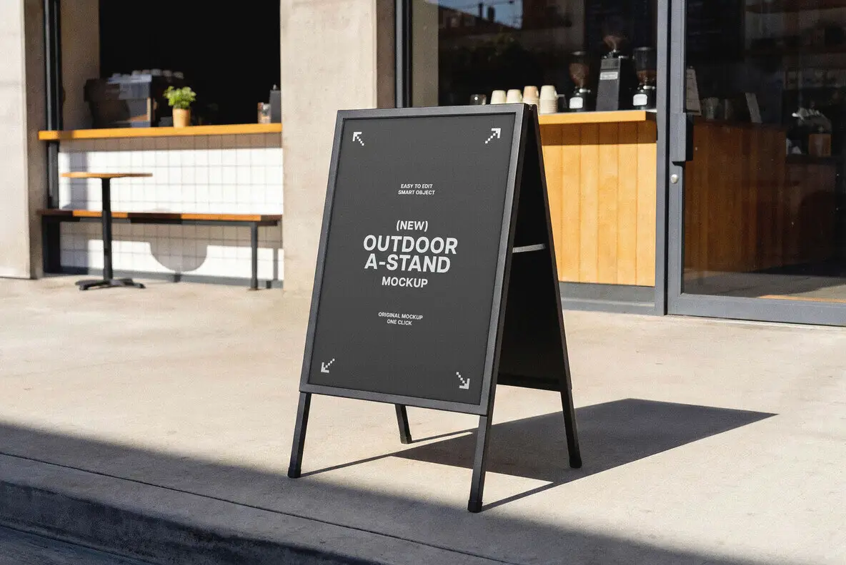 Coffee Shop A-Stand Signage Mockup Mockups - YouWorkForThem