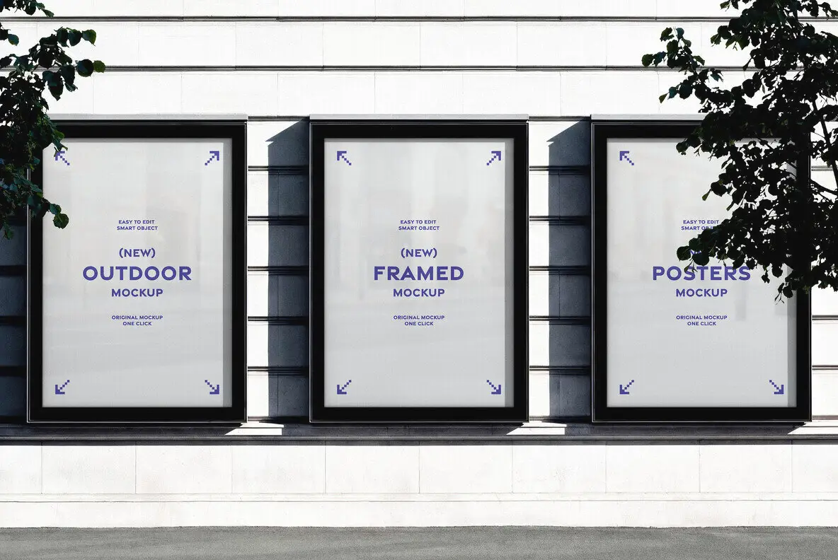 Triple Outdoor Framed Posters Mockup Graphics - YouWorkForThem