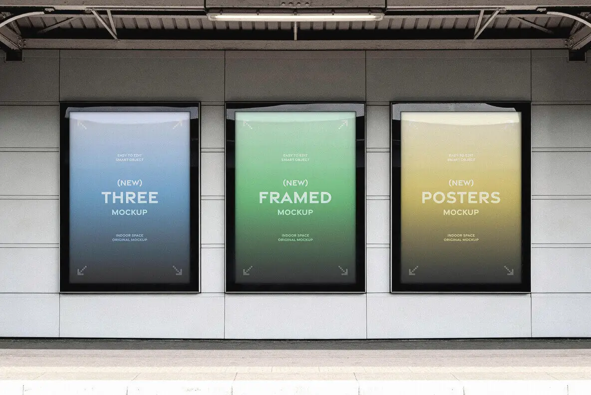 Triple Framed Poster Wall Mockup Graphics - YouWorkForThem