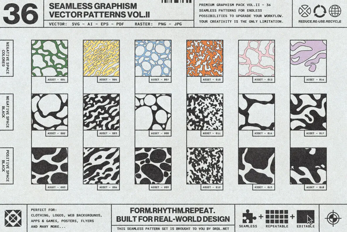 36 Seamless Vector Graphism Patterns Vol.02 Patterns - YouWorkForThem