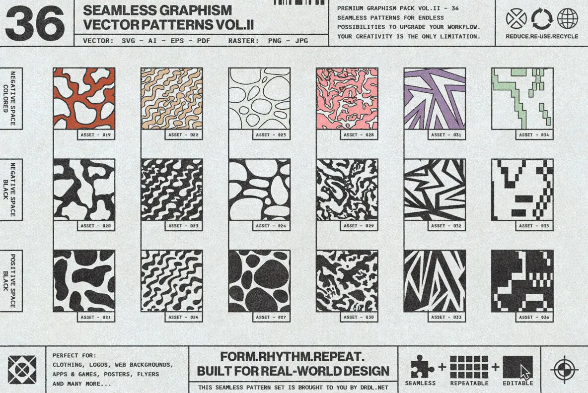 36 Seamless Vector Graphism Patterns Vol.02 Patterns - YouWorkForThem