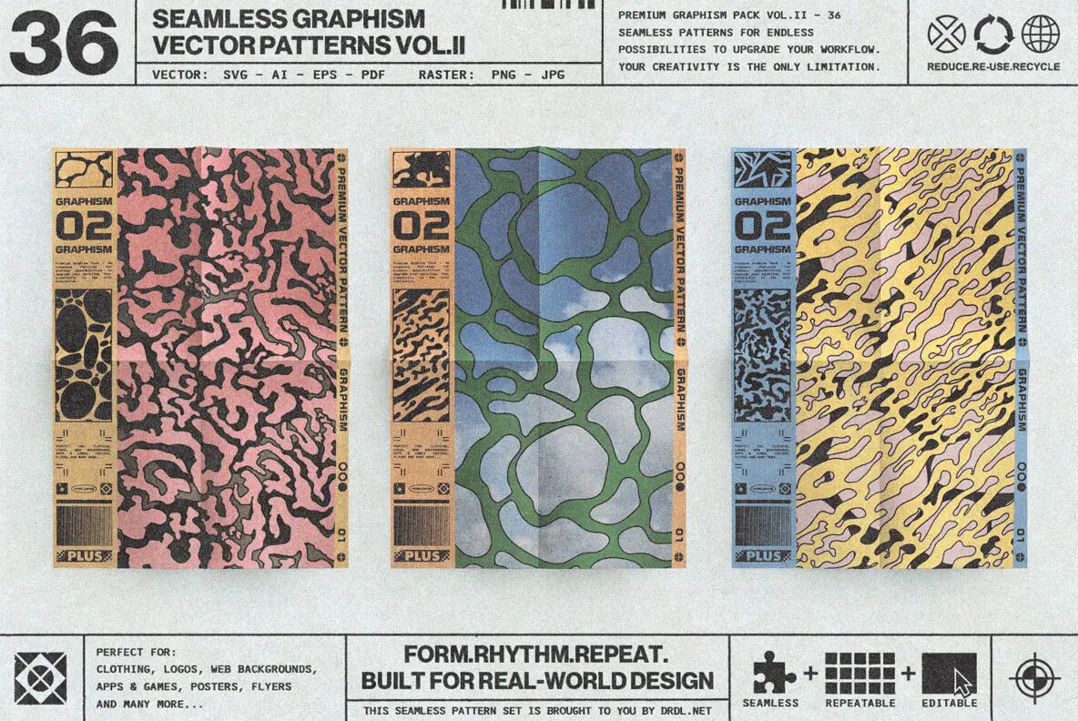 36 Seamless Vector Graphism Patterns Vol.02 Patterns - YouWorkForThem