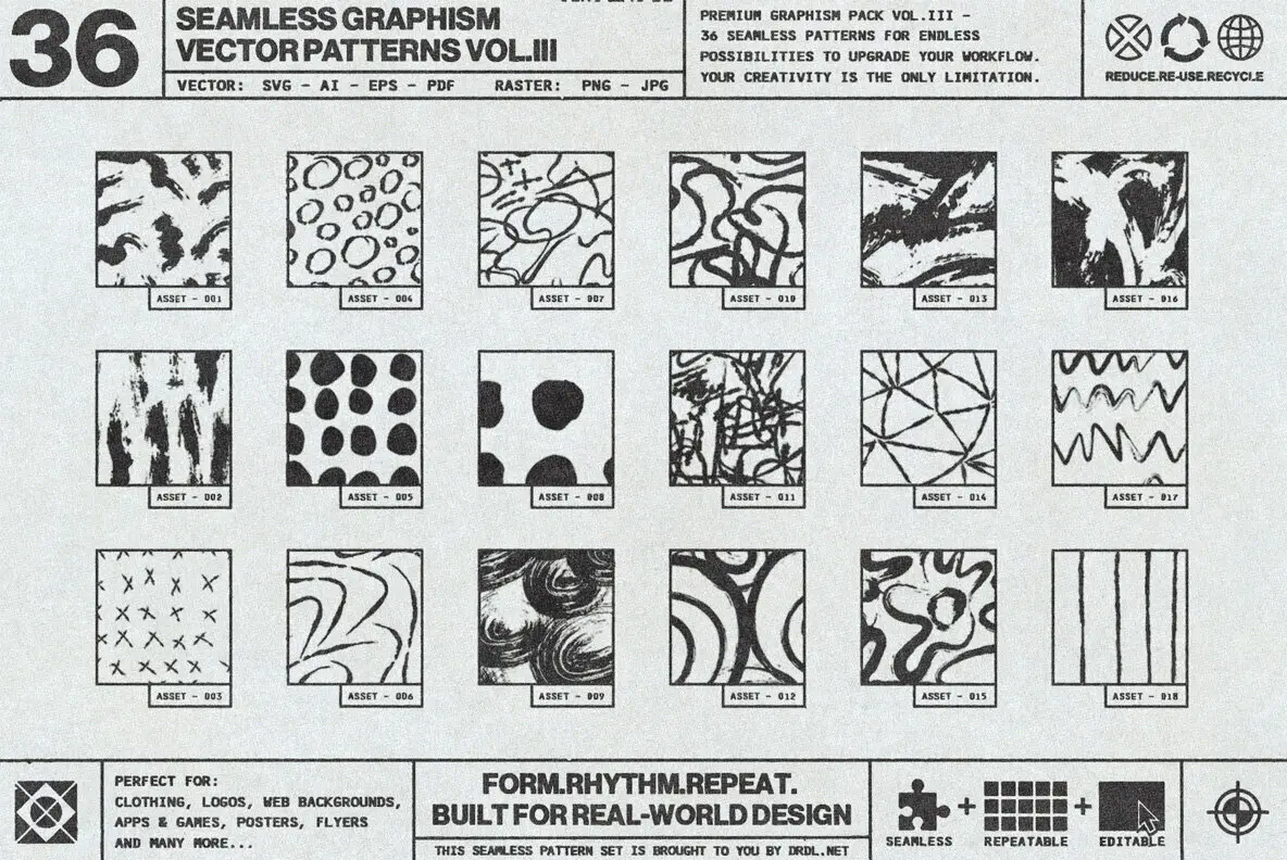 36 Seamless Vector Graphism Patterns Vol.03 Patterns - YouWorkForThem