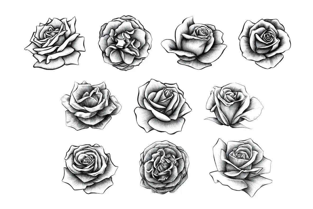 Hand Drawn Rose Collection Graphics - YouWorkForThem