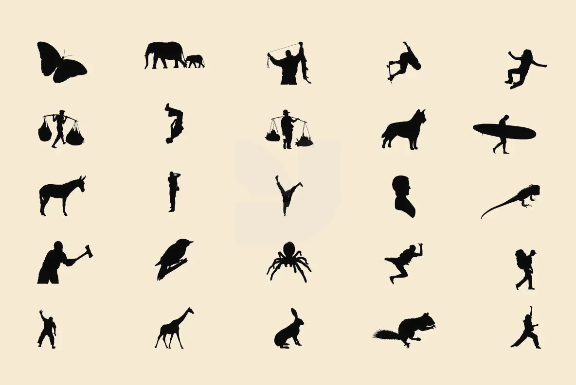 100 Silhouette Vectors Illustrations - YouWorkForThem