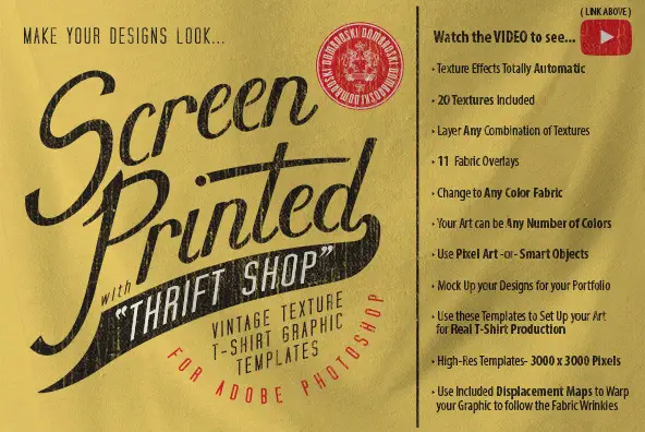 Thrift Shop Vintage T-Shirt Texture Template Graphics - YouWorkForThem
