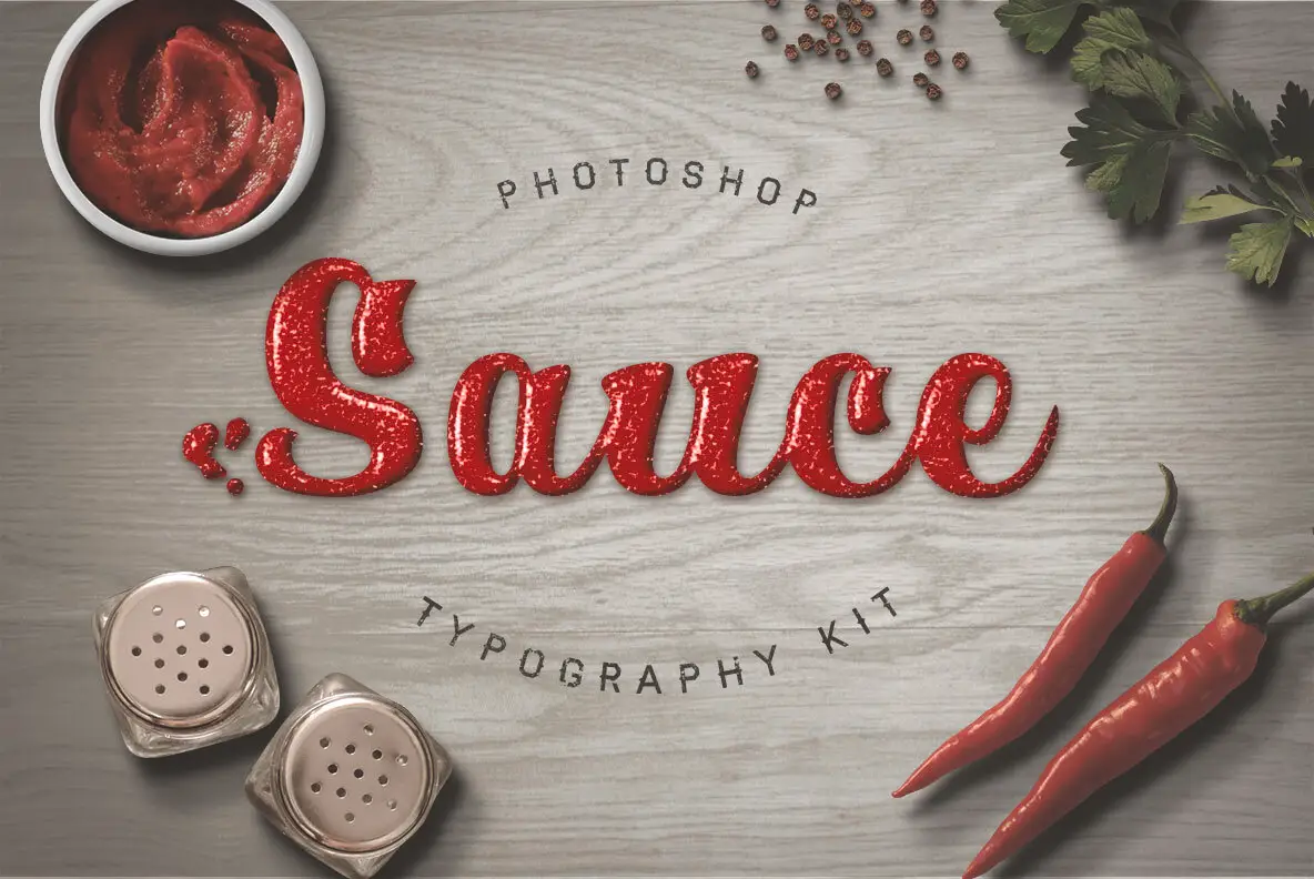 Food Typography Psd Actions - YouWorkForThem