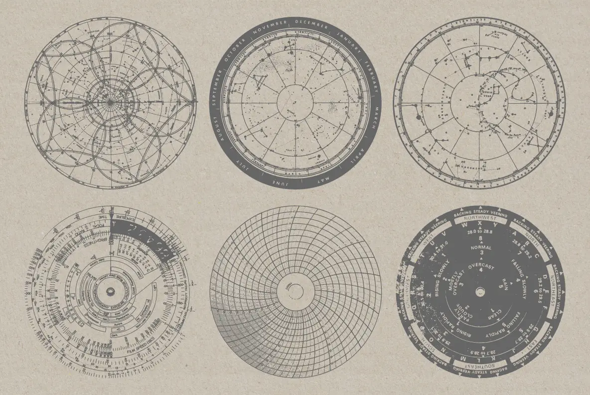 Vintage Charts - 12 Vectors Distressed - YouWorkForThem