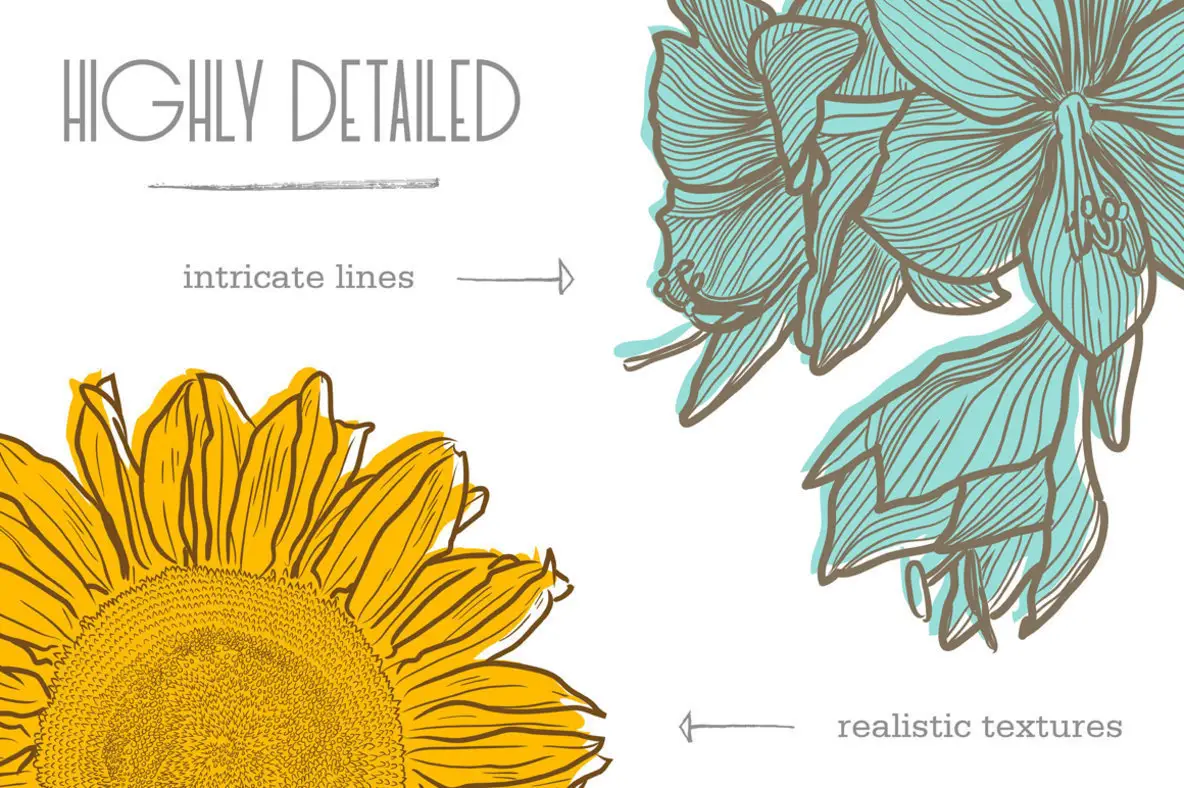 HandDrawn Flower Library Graphics - YouWorkForThem