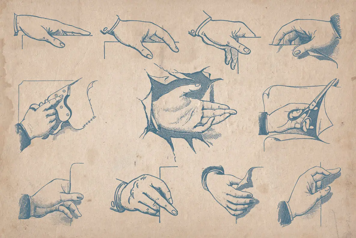 100 Vintage Hand Illustrations Graphics - YouWorkForThem