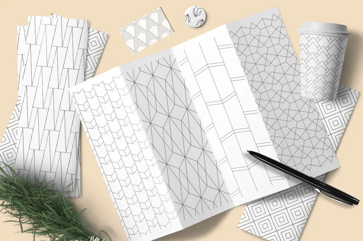 Simple Line Geometric Patterns Graphics - YouWorkForThem