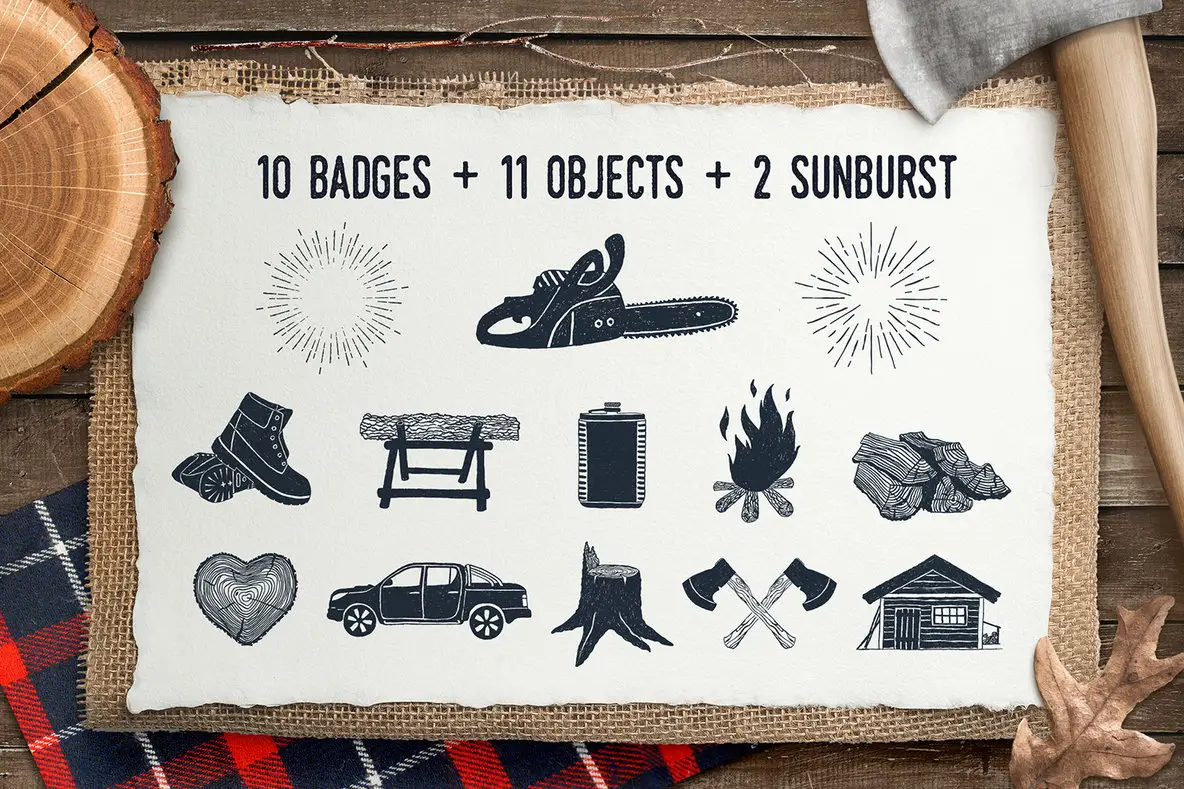 Lumberjack Vintage Badges 1 Illustrations - YouWorkForThem