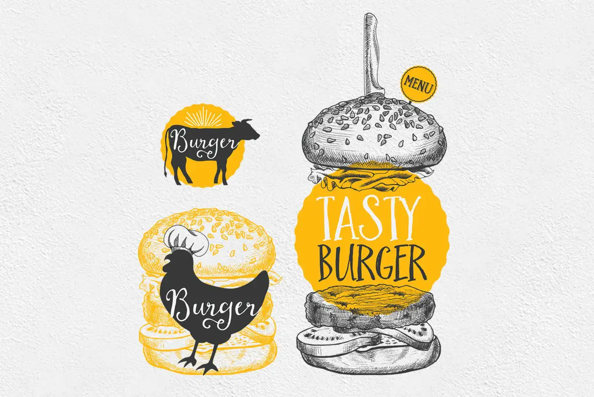 Burger Food Illustrations Graphics - YouWorkForThem