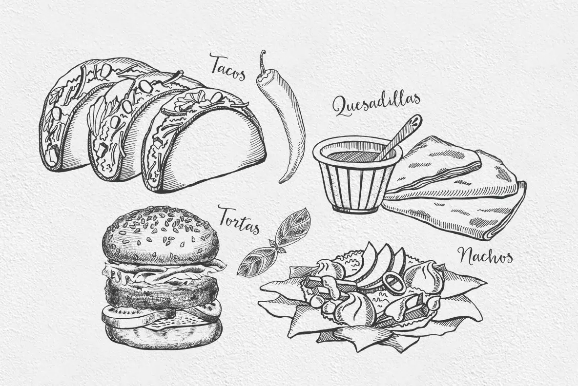 Mexican Food Illustrations Illustrations - YouWorkForThem