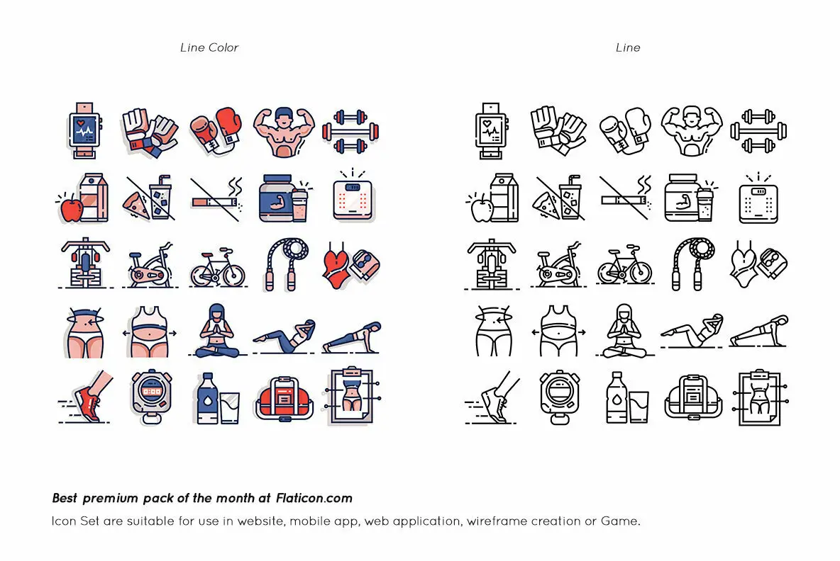 Exercise and Gym Premium Icon Pack Graphics - YouWorkForThem