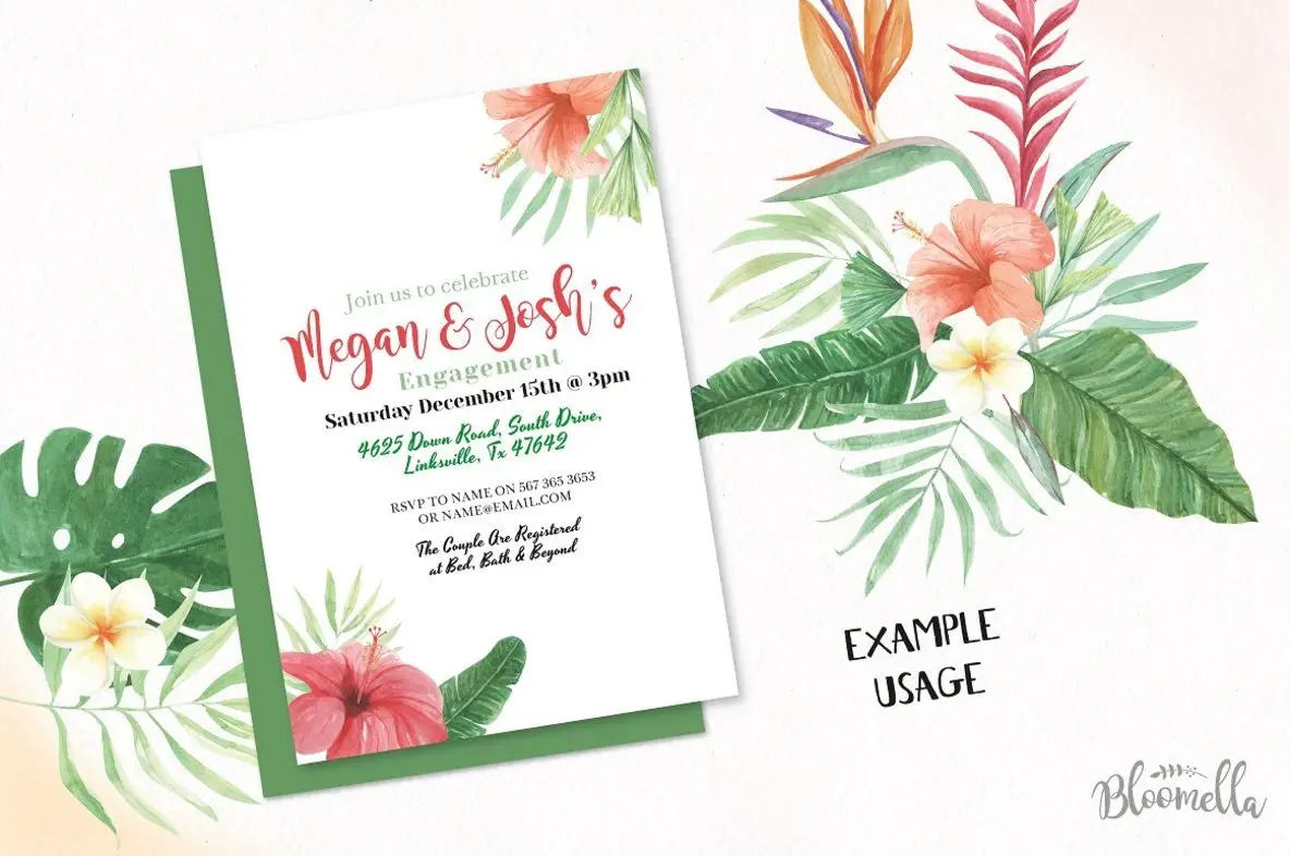Tropical Elements Watercolor Package Graphics - YouWorkForThem