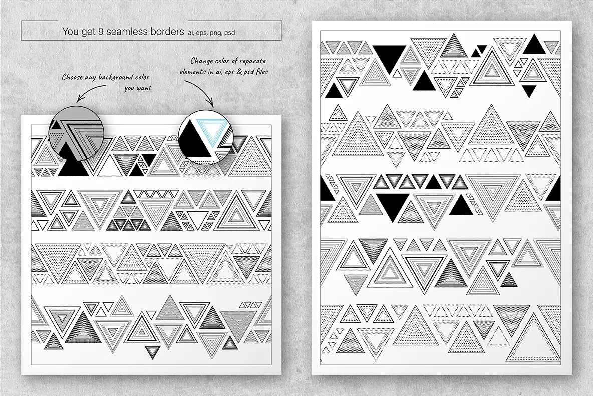 Triangles Patterns Borders Graphics - YouWorkForThem