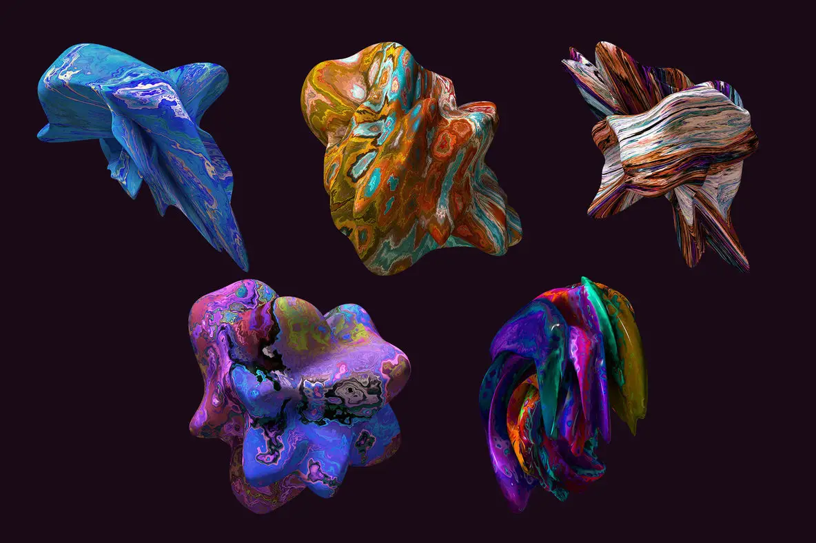 Color Forms - 20 Experimental Isolated Shapes Graphics - YouWorkForThem