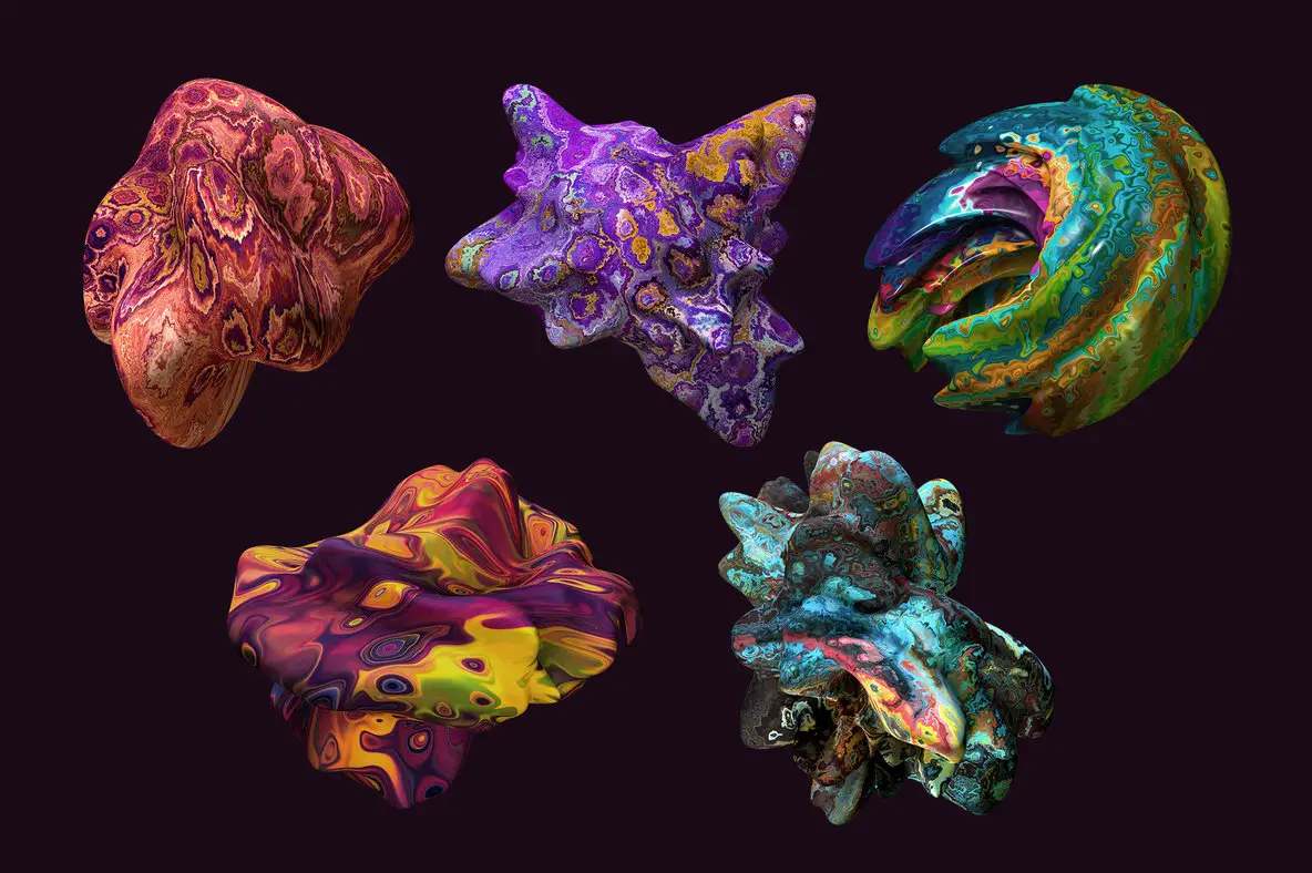 Color Forms - 20 Experimental Isolated Shapes Graphics - YouWorkForThem