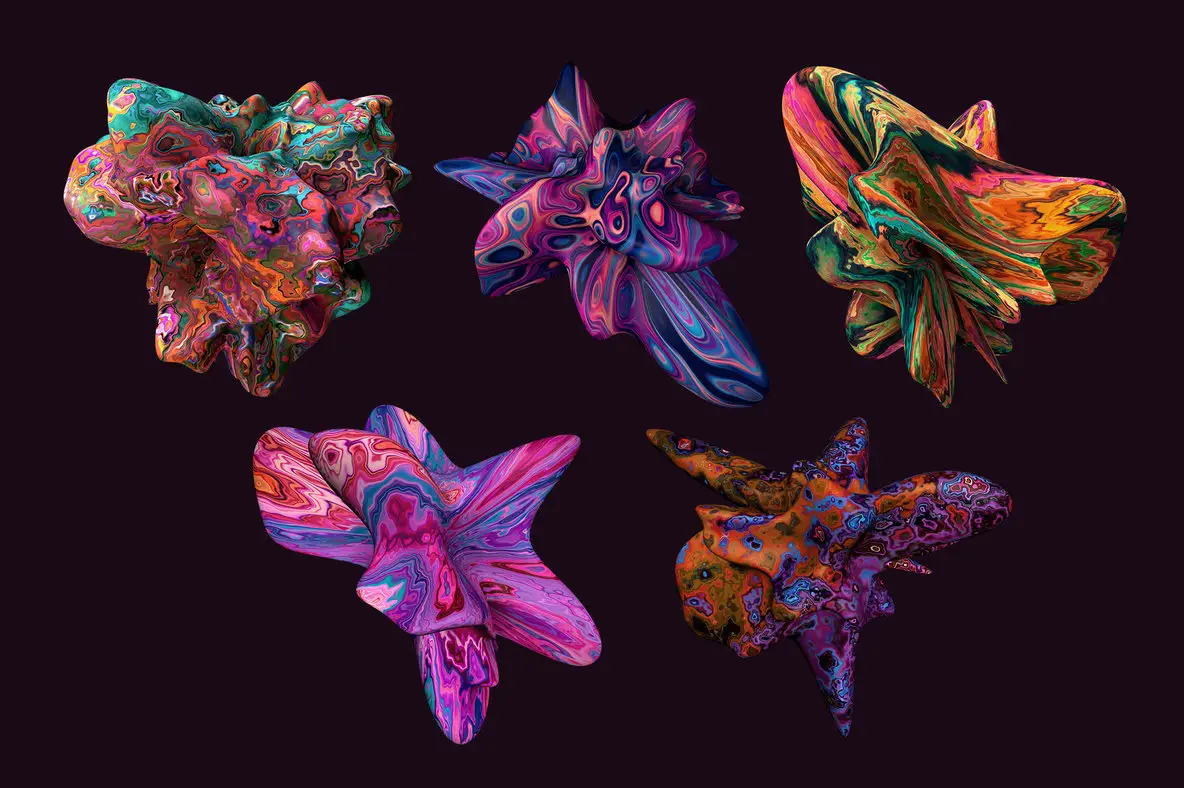 Color Forms - 20 Experimental Isolated Shapes Graphics - YouWorkForThem