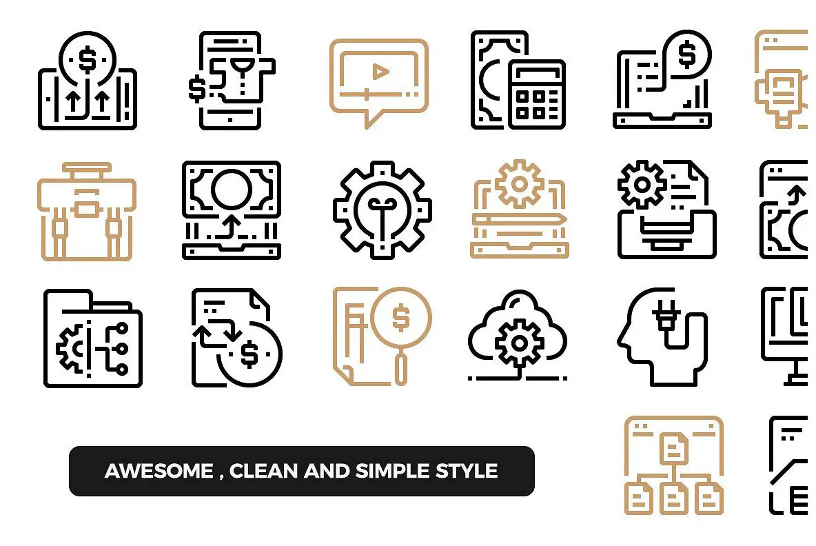 260 Business Line Icons Collection Graphics - YouWorkForThem
