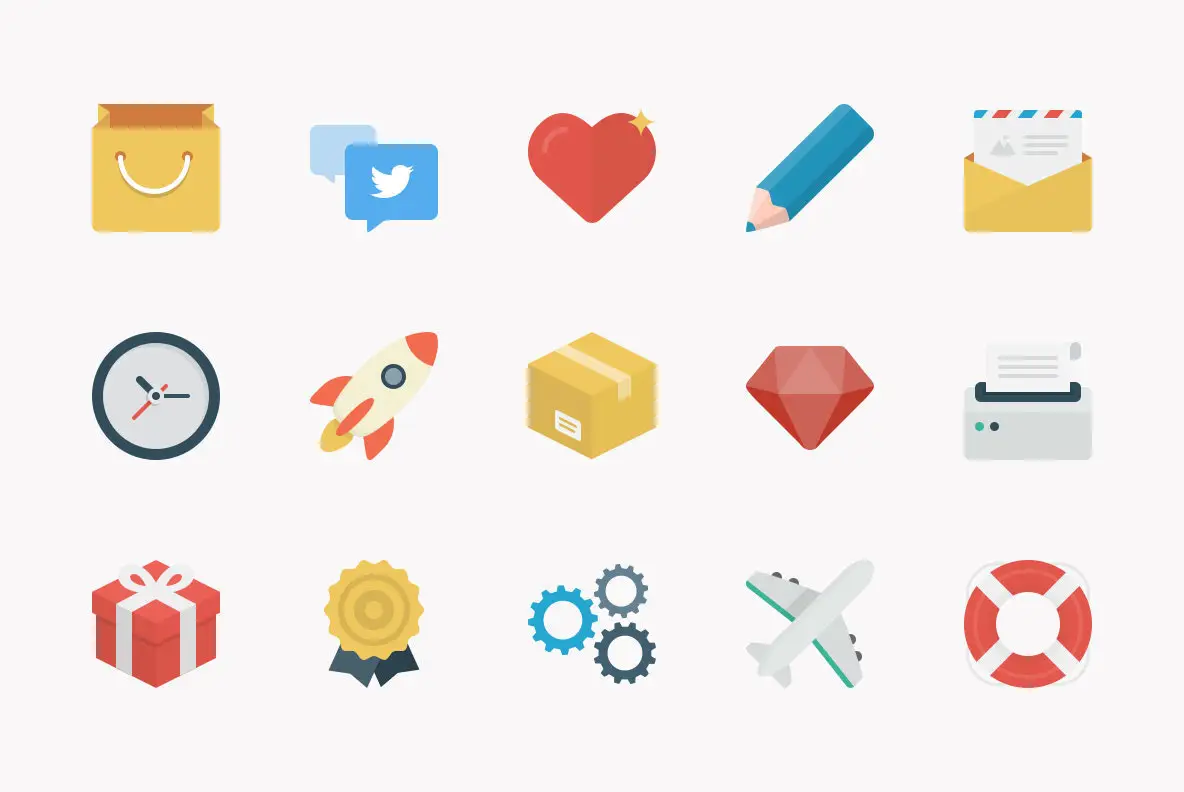 Basic Flat Icon Set Graphics - YouWorkForThem