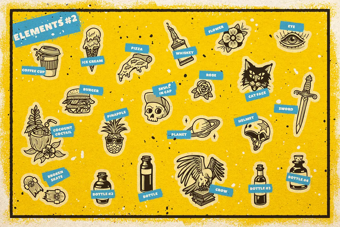 Old School Illustrations Graphics - YouWorkForThem