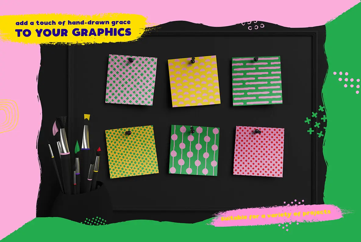 100 Hand-drawn Seamless Patterns and Shapes Graphics - YouWorkForThem