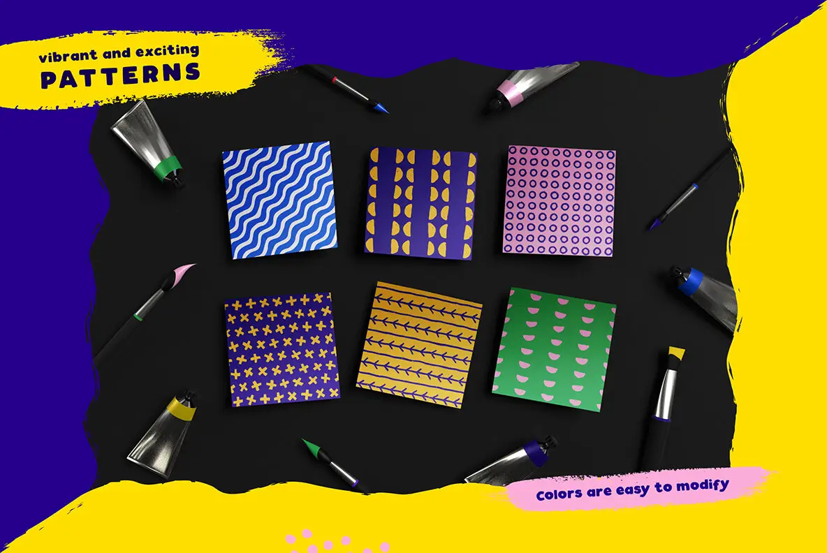 100 Hand-drawn Seamless Patterns and Shapes Graphics - YouWorkForThem