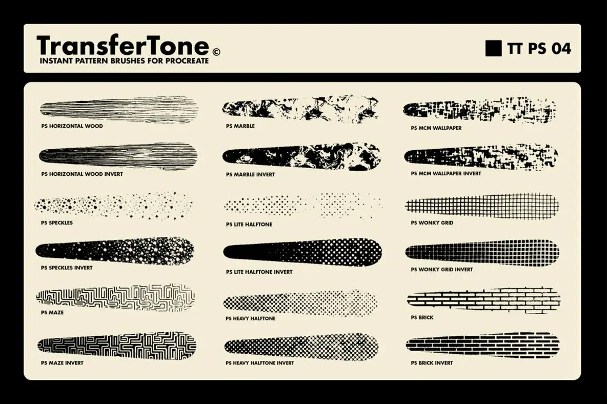 TransferTone - Dry Transfer Patterns for Procreate - YouWorkForThem