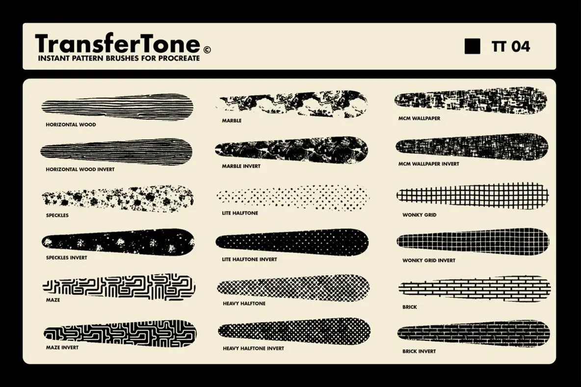 TransferTone - Dry Transfer Patterns for Procreate - YouWorkForThem