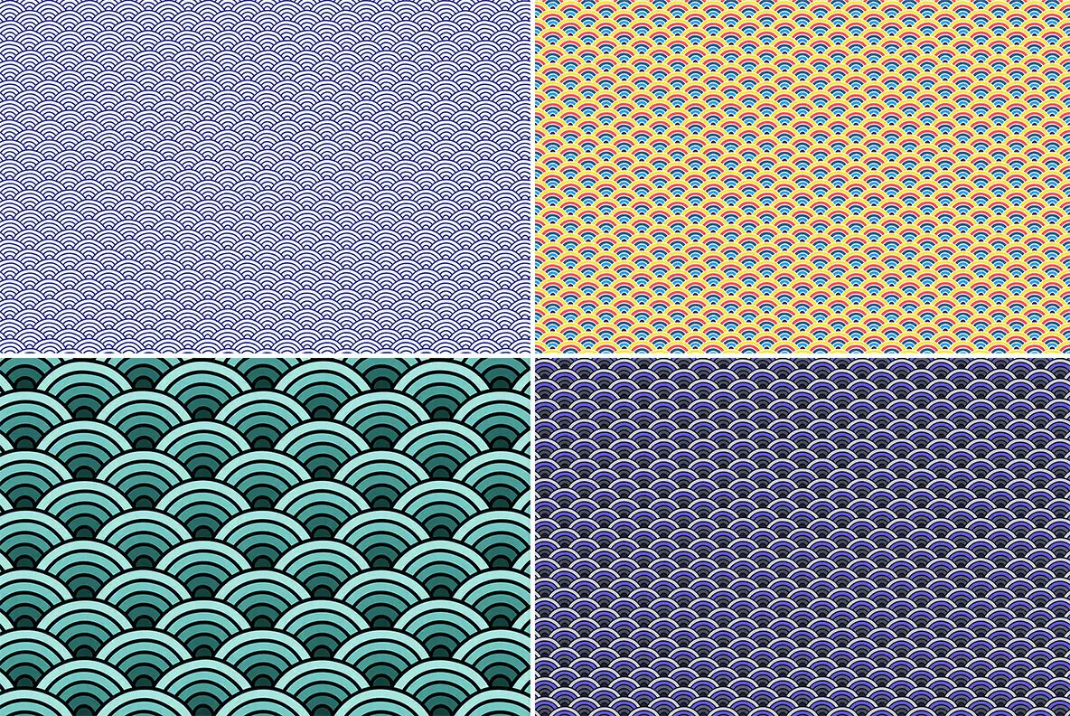 20 Seigaiha Pattern Backgrounds Graphics - YouWorkForThem