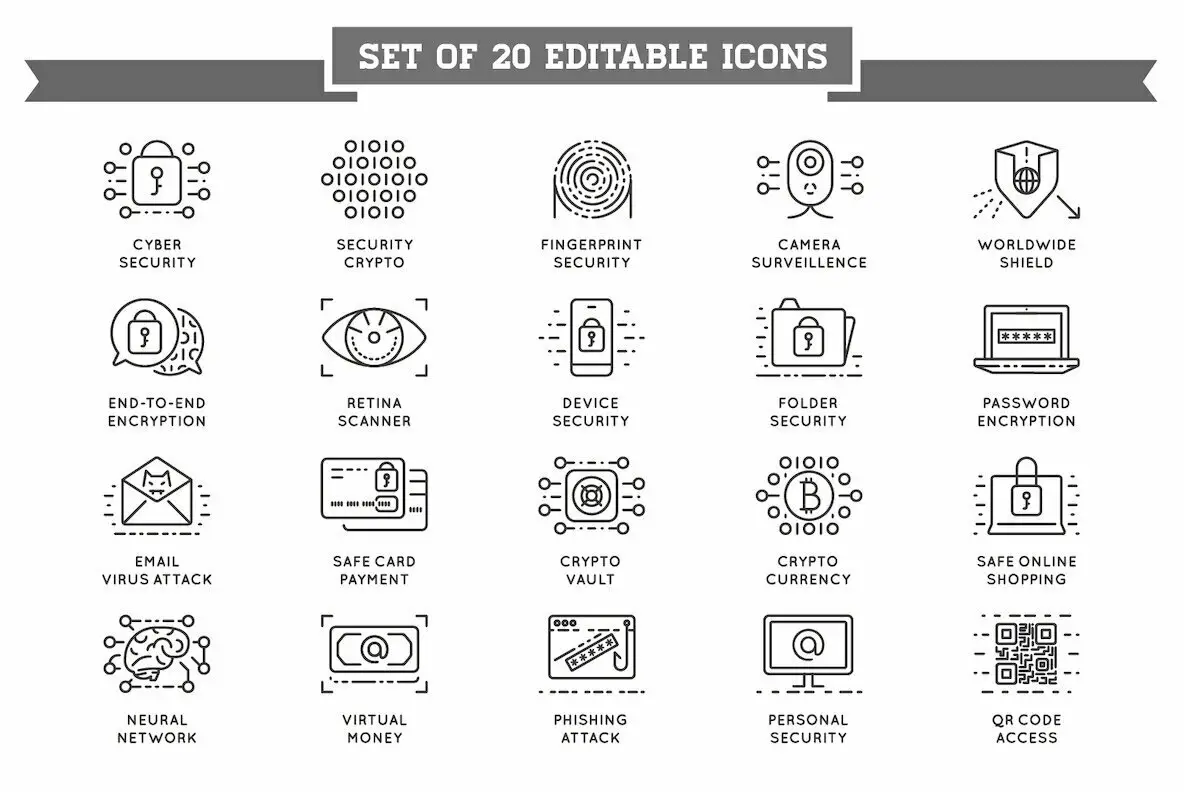 Cyber Security Logos and Icons Set Graphics - YouWorkForThem