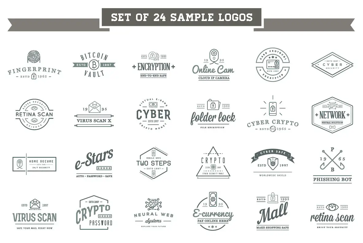 Cyber Security Logos and Icons Set Icons - YouWorkForThem