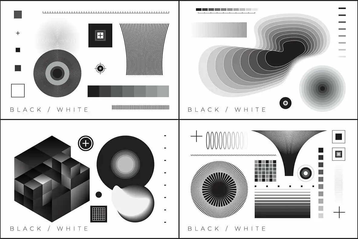 B_W 100 Vector Abstract Shapes Graphics - YouWorkForThem