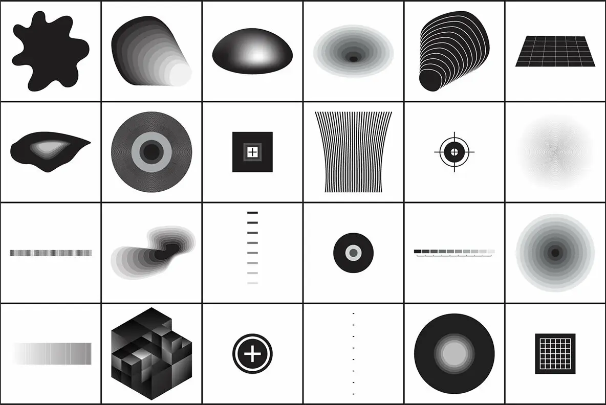 B_W 100 Vector Abstract Shapes Graphics - YouWorkForThem