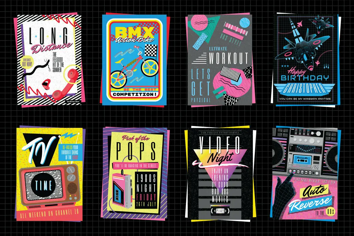 1980s Poster Templates Graphics - YouWorkForThem