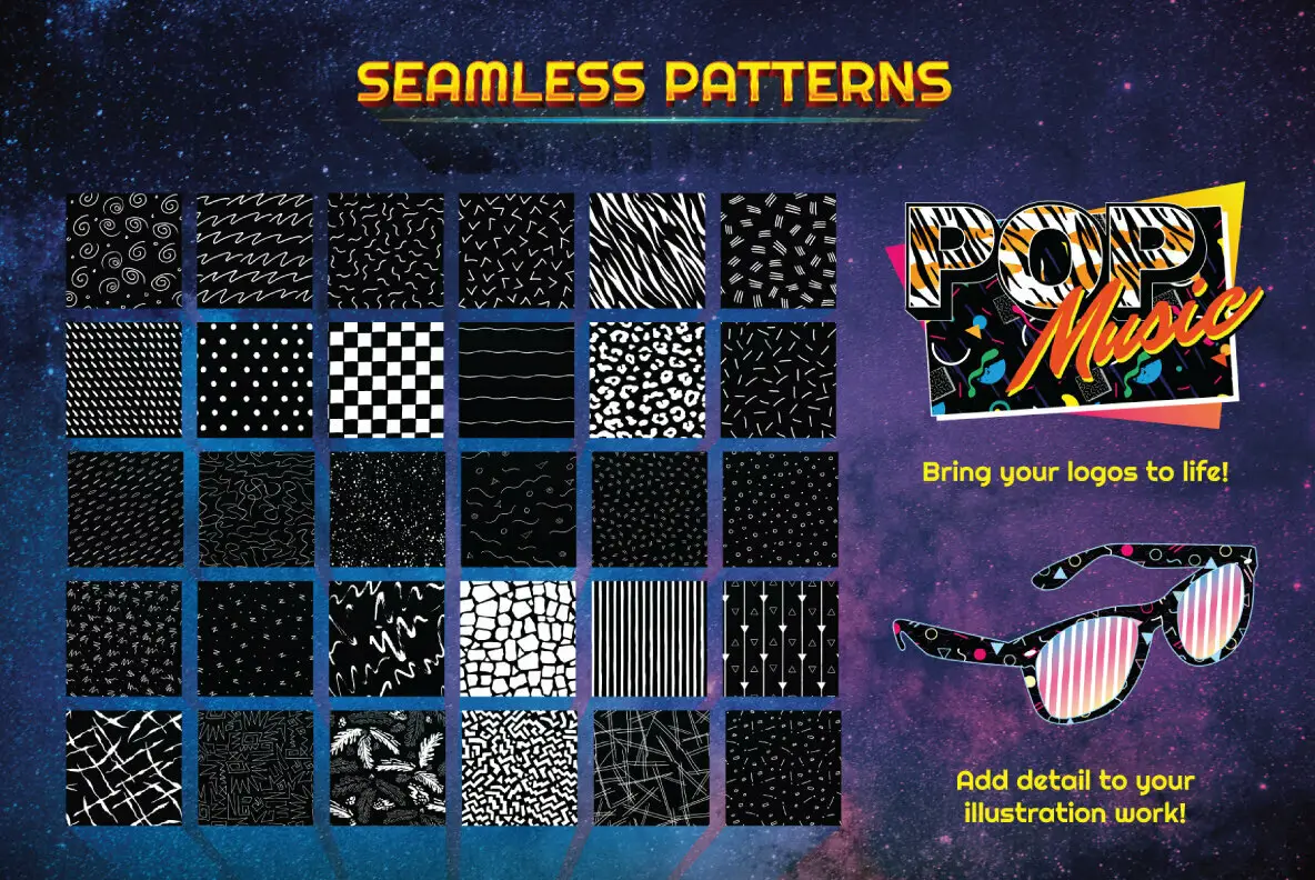 The Complete 1980s Graphics Bundle Illustrations - YouWorkForThem