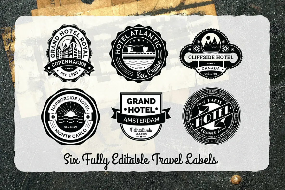 Vintage Travel Labels Logos - YouWorkForThem